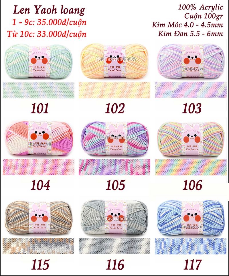 Len Yaoh loang -Len đan móc khăn mũ Hoa Tay Handmade