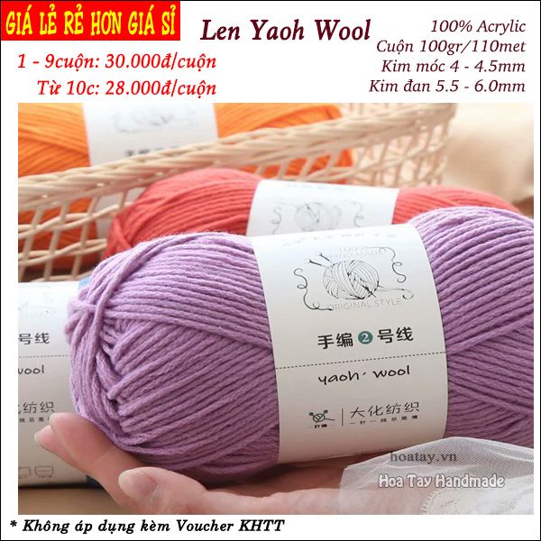 Len Yaoh Wool -Len đan móc khăn mũ Hoa Tay Handmade