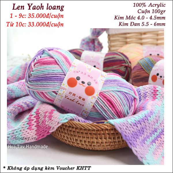Len Yaoh loang -Len đan móc khăn mũ Hoa Tay Handmade