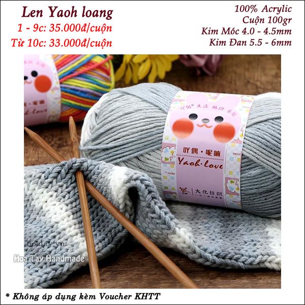 Len Yaoh loang -Len đan móc khăn mũ Hoa Tay Handmade