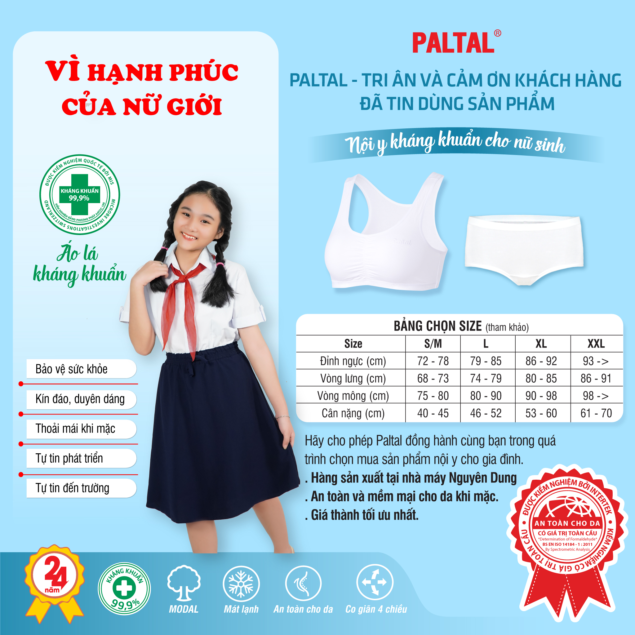 ÁO LÁ HỌC SINH KHÁNG KHUẨN CẤP PALTAL ALHS 209P 8885