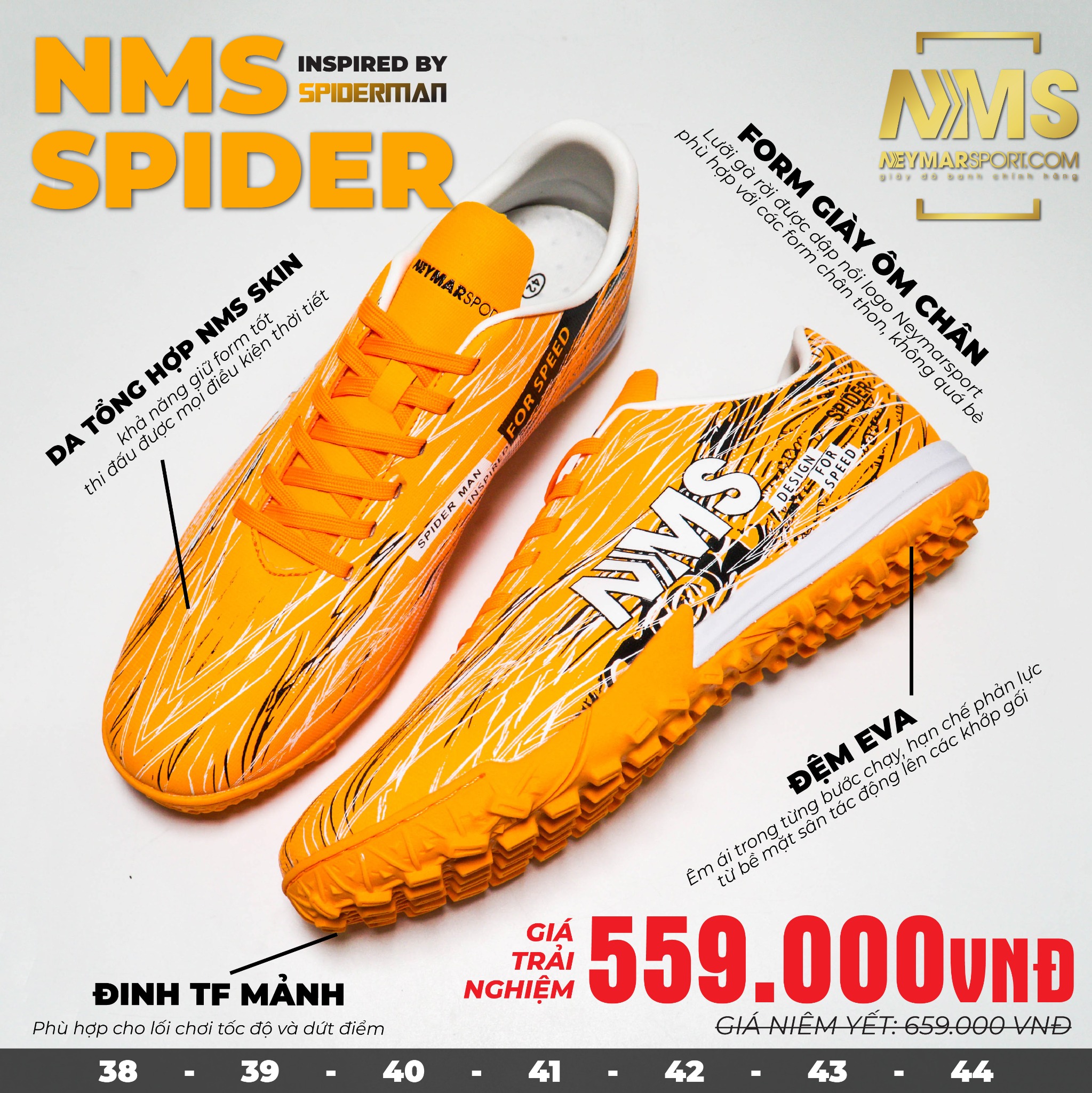Giày đá bóng NMS SPIDER - Orange/White – Neymar Sport