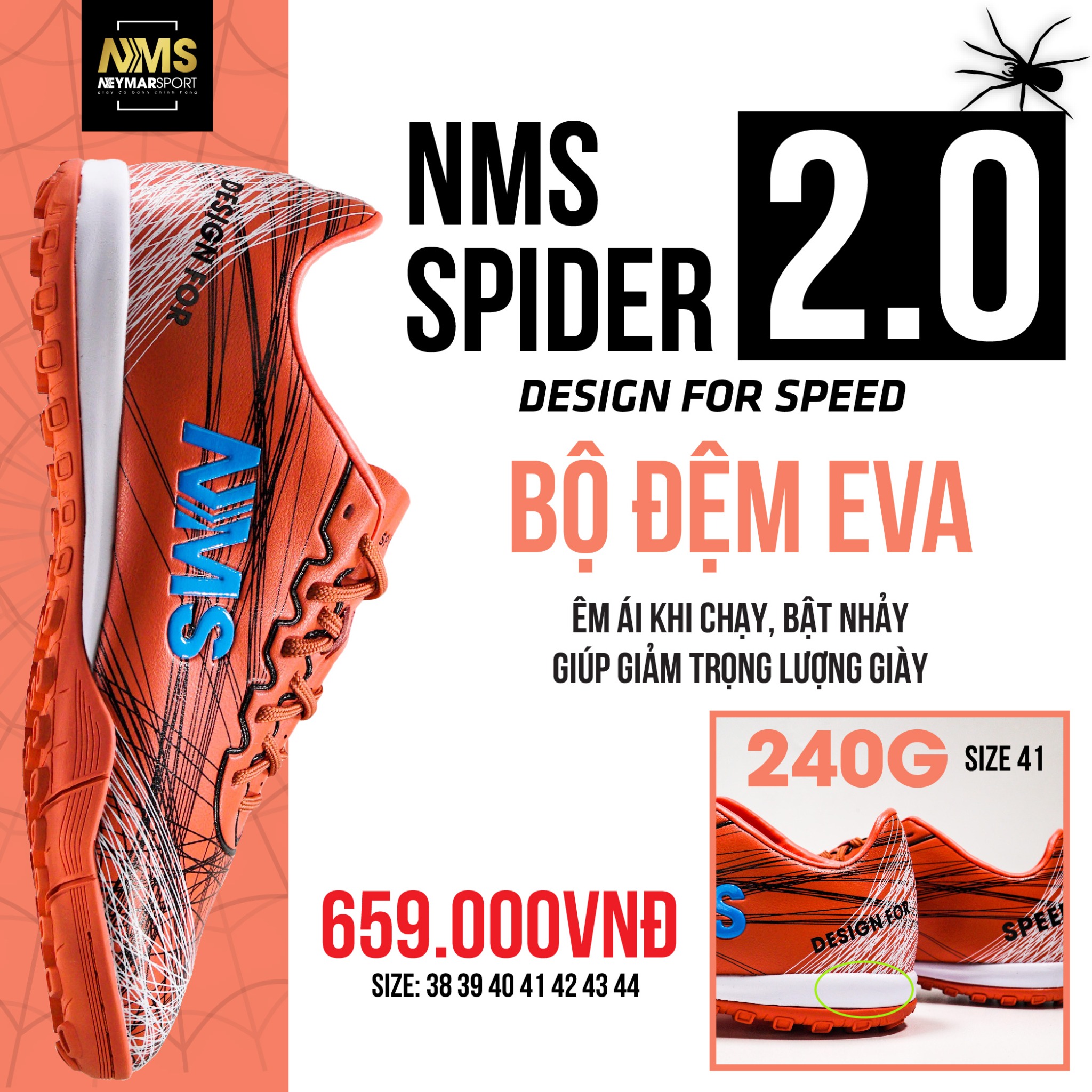 Giày đá bóng NMS SPIDER 2.0 - Crimson/Aurora Green SPI2300 – Neymar Sport