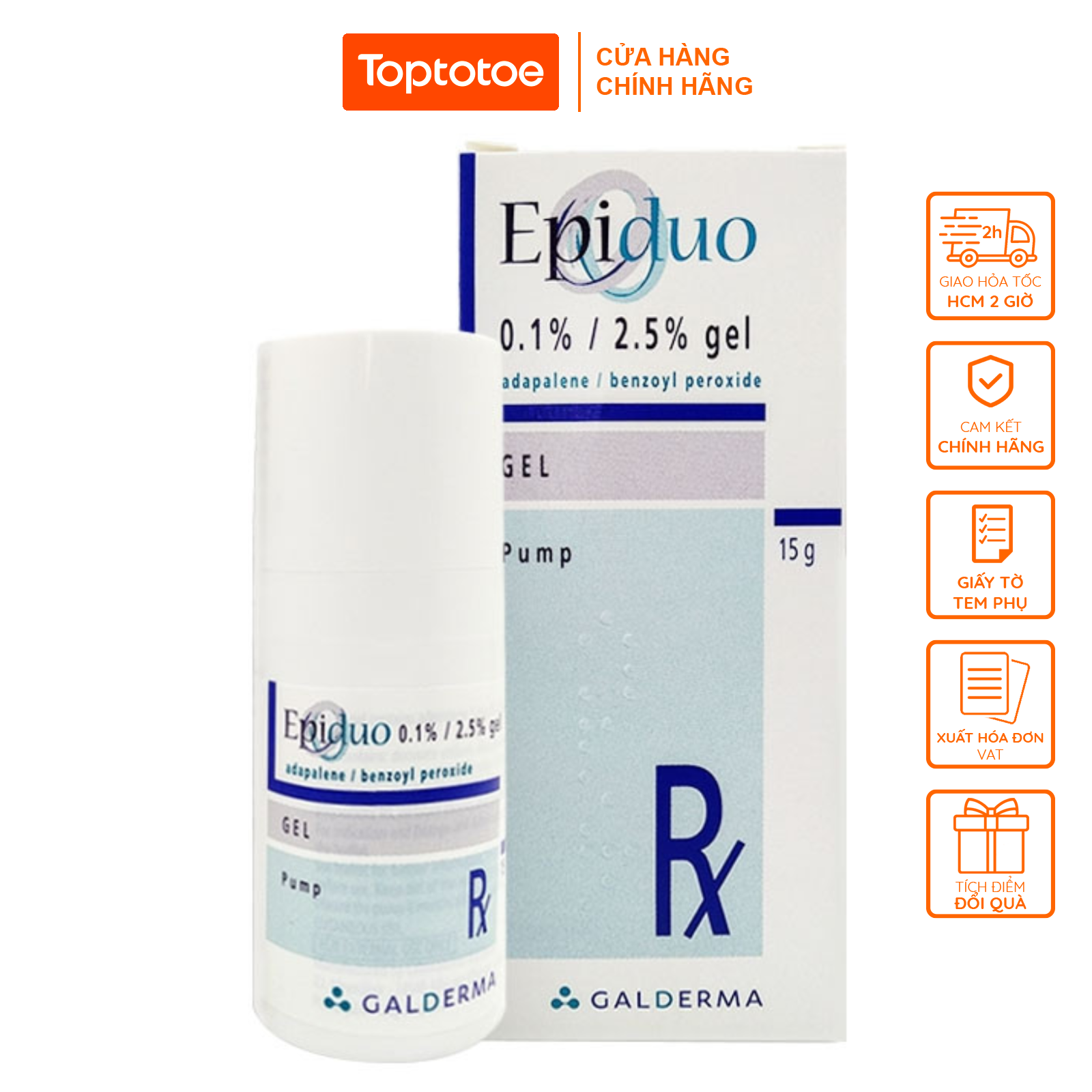 Kem Trị Mụn Galderma Epiduo Gel 15g Toptotoe