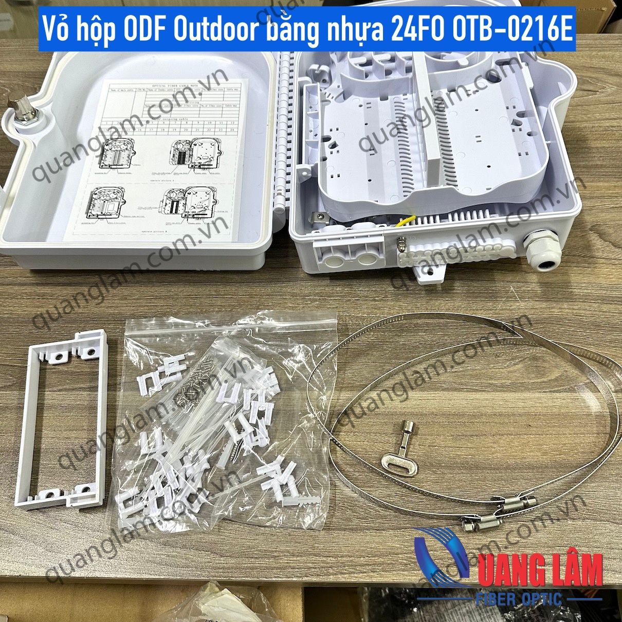 Vỏ hộp ODF Outdoor bằng nhựa 24FO OTB-0216E (Bao gồm phụ kiện treo tườ ...