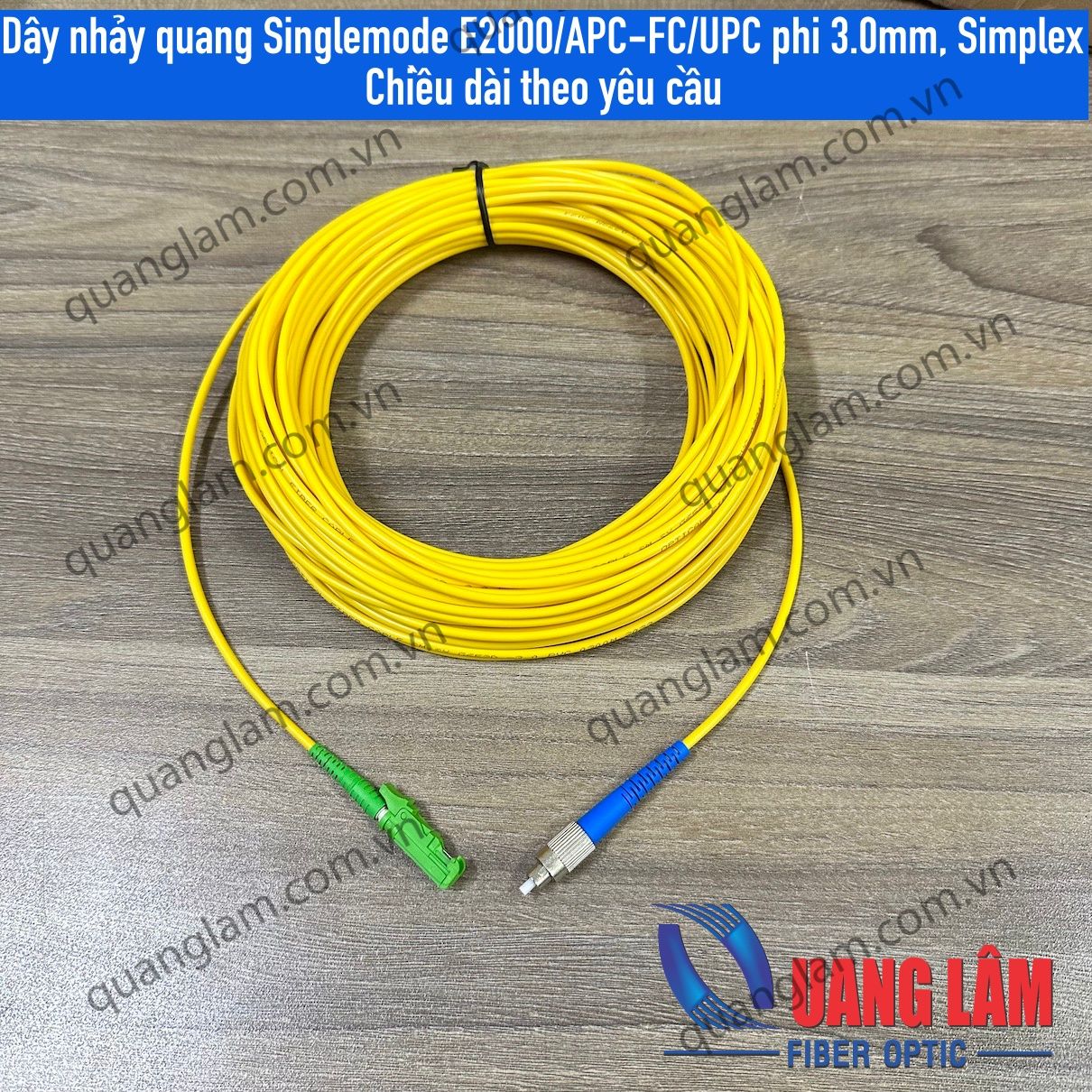 Dây nhảy quang Singlemode E2000/APC-FC/UPC phi 3.0mm, Simplex-Chiều dà ...