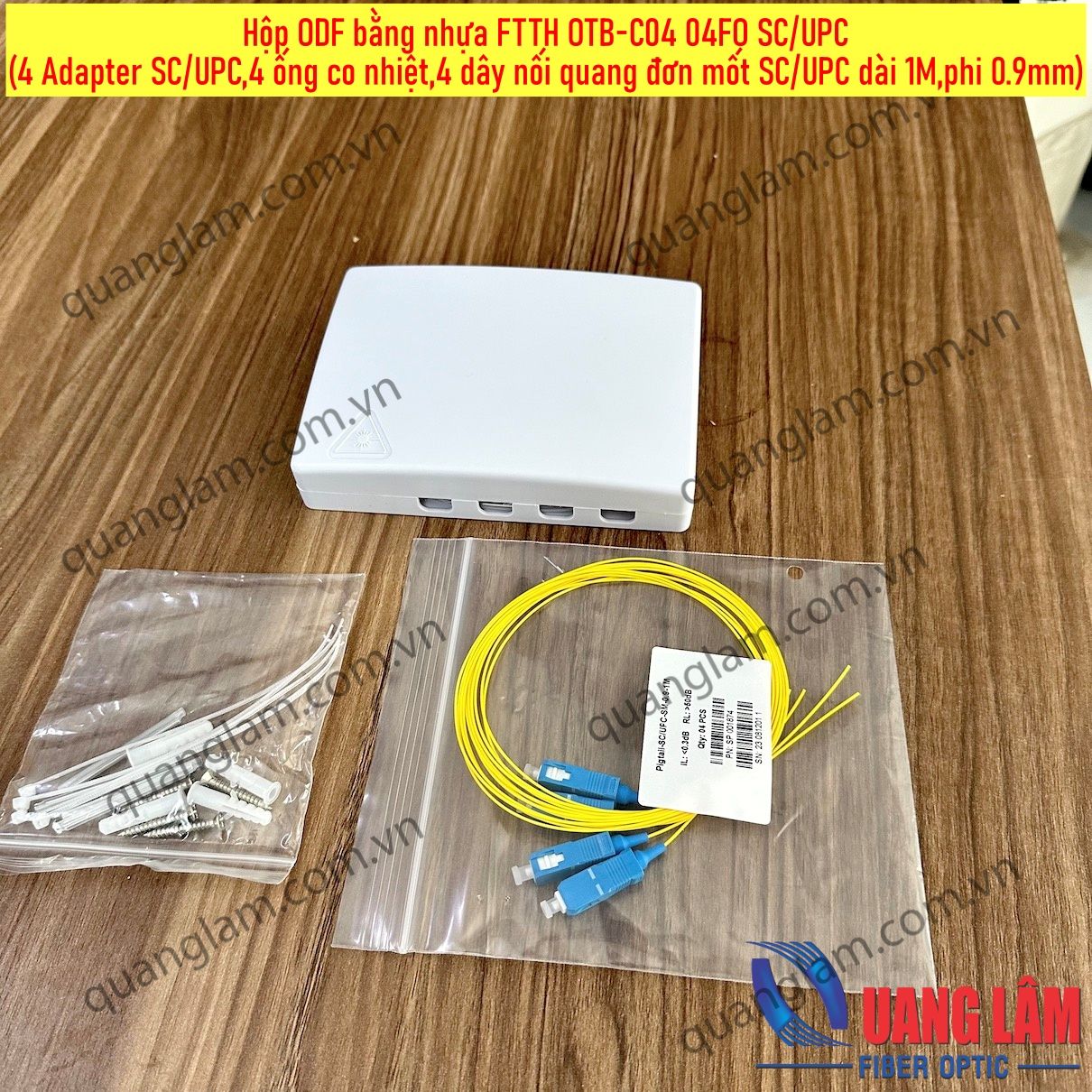 Hộp ODF bằng nhựa FTTH OTB-C04 04FO SC/UPC (4 Adapter SC/UPC,4 ống co ...
