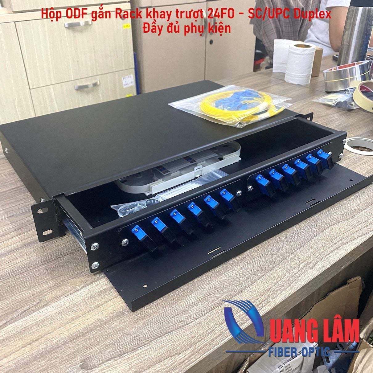 Hộp ODF phối quang gắn Rack khay trượt 24FO SC/UPC Duplex (Bao gồm đầy ...
