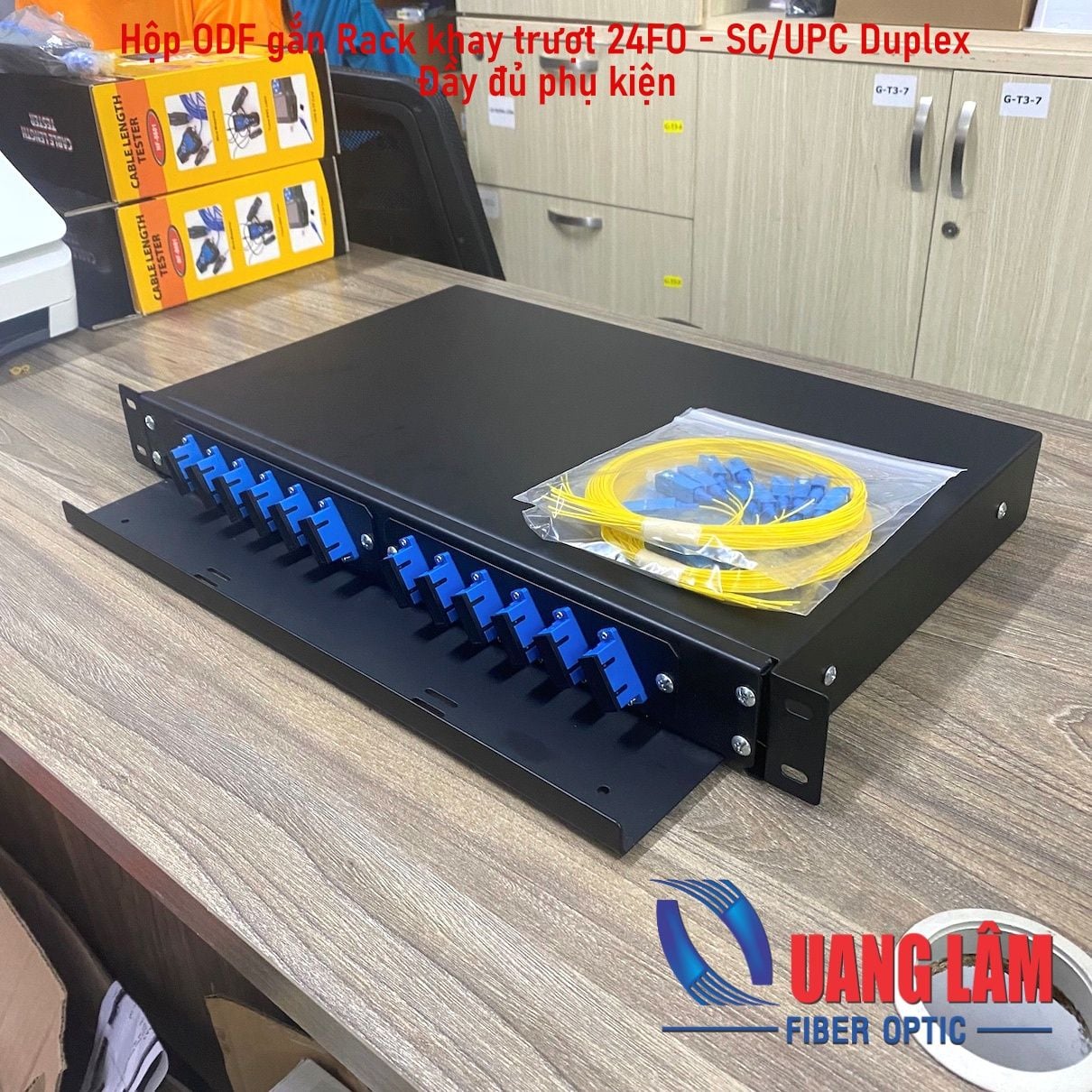 Hộp ODF phối quang gắn Rack khay trượt 24FO SC/UPC Duplex (Bao gồm đầy ...