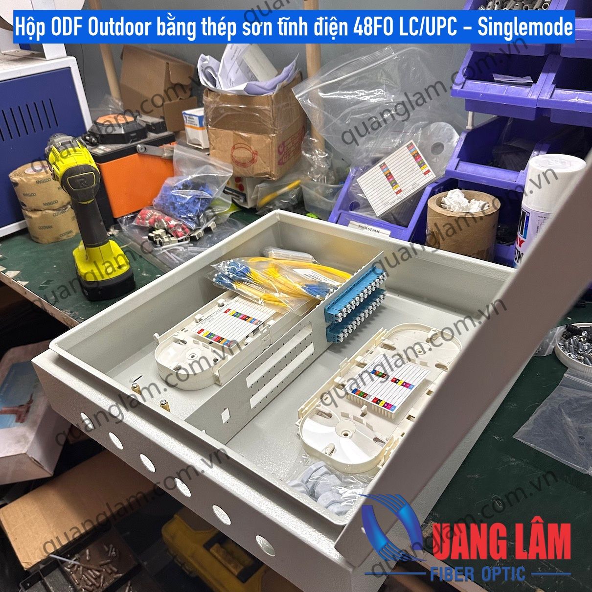 Hộp ODF Outdoor bằng thép sơn tĩnh điện 48FO LC/UPC - Singlemode - Đầy ...