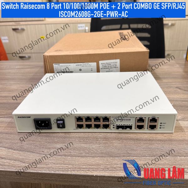 Switch Raisecom 8 Port 10/100/1000M PoE + 2 Port COMBO GE SFP/RJ45 ISC ...