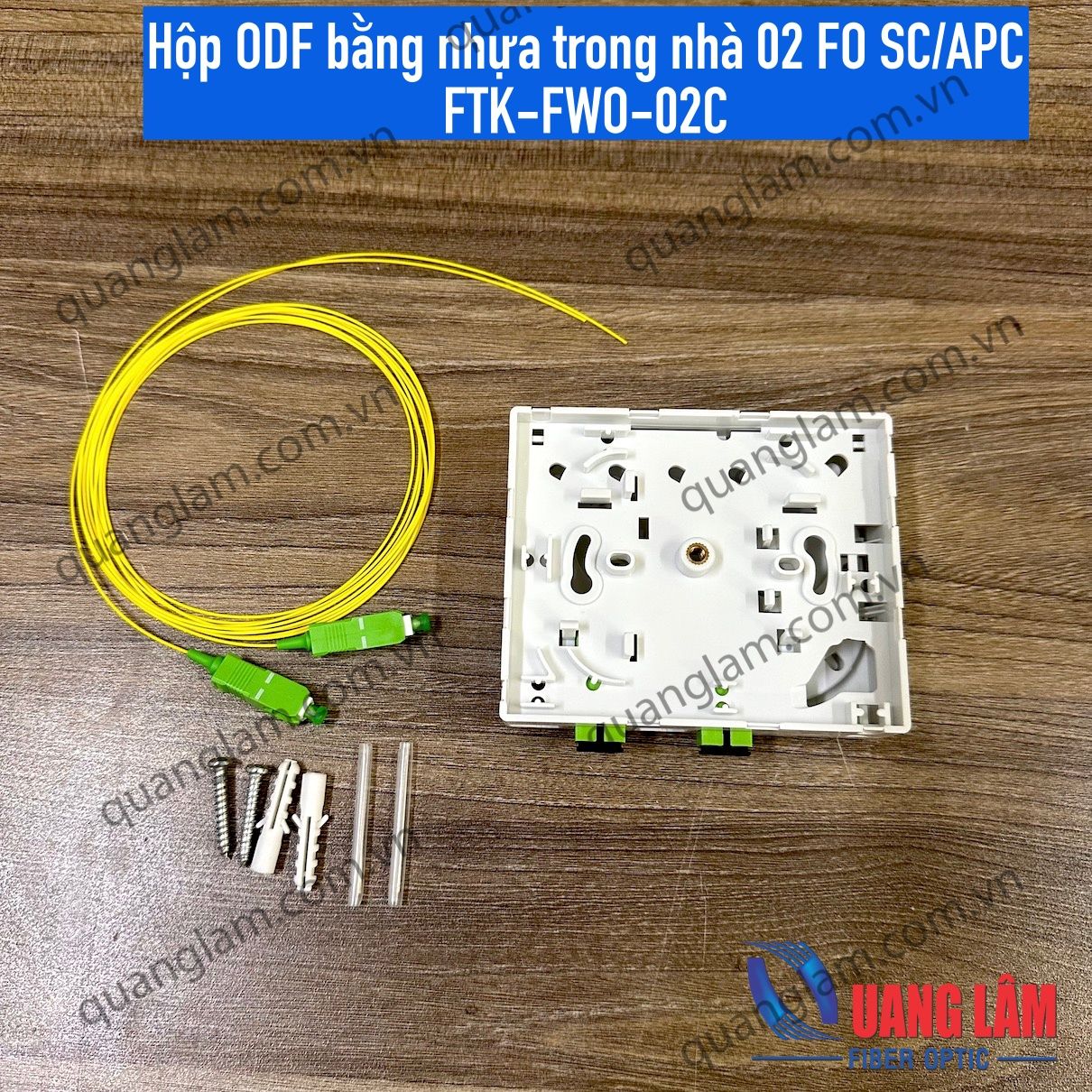 Hộp ODF bằng nhựa 02FO SC/APC FTK-FWO-02C (Bao gồm Dây hàn SC/APC+Phụ ...