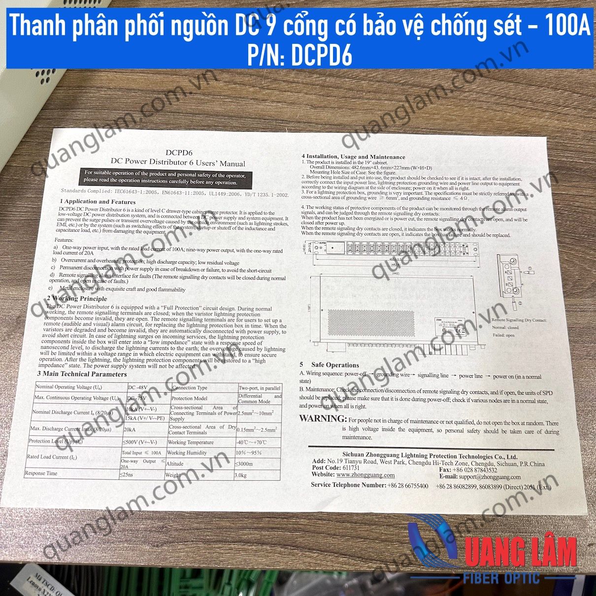 Thanh phân phối nguồn DC 9 cổng có bảo vệ chống sét - 100A P/N: DCPD6 – Công ty TNHH Công Nghệ ...