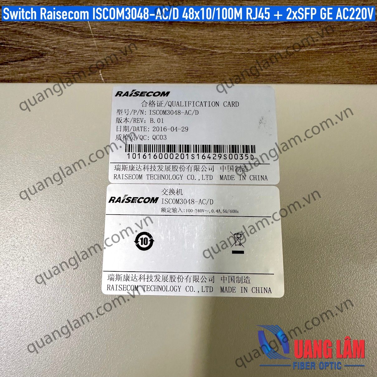Switch Raisecom ISCOM3048-AC/D 48x10/100M RJ45 + 2xSFP GE AC220V – Công ...