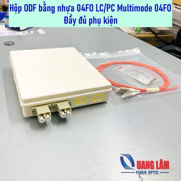 Hộp ODF bằng nhựa 04FO LC/PC Multimode OM2 (Đầy đủ phụ kiện và Dây hàn ...