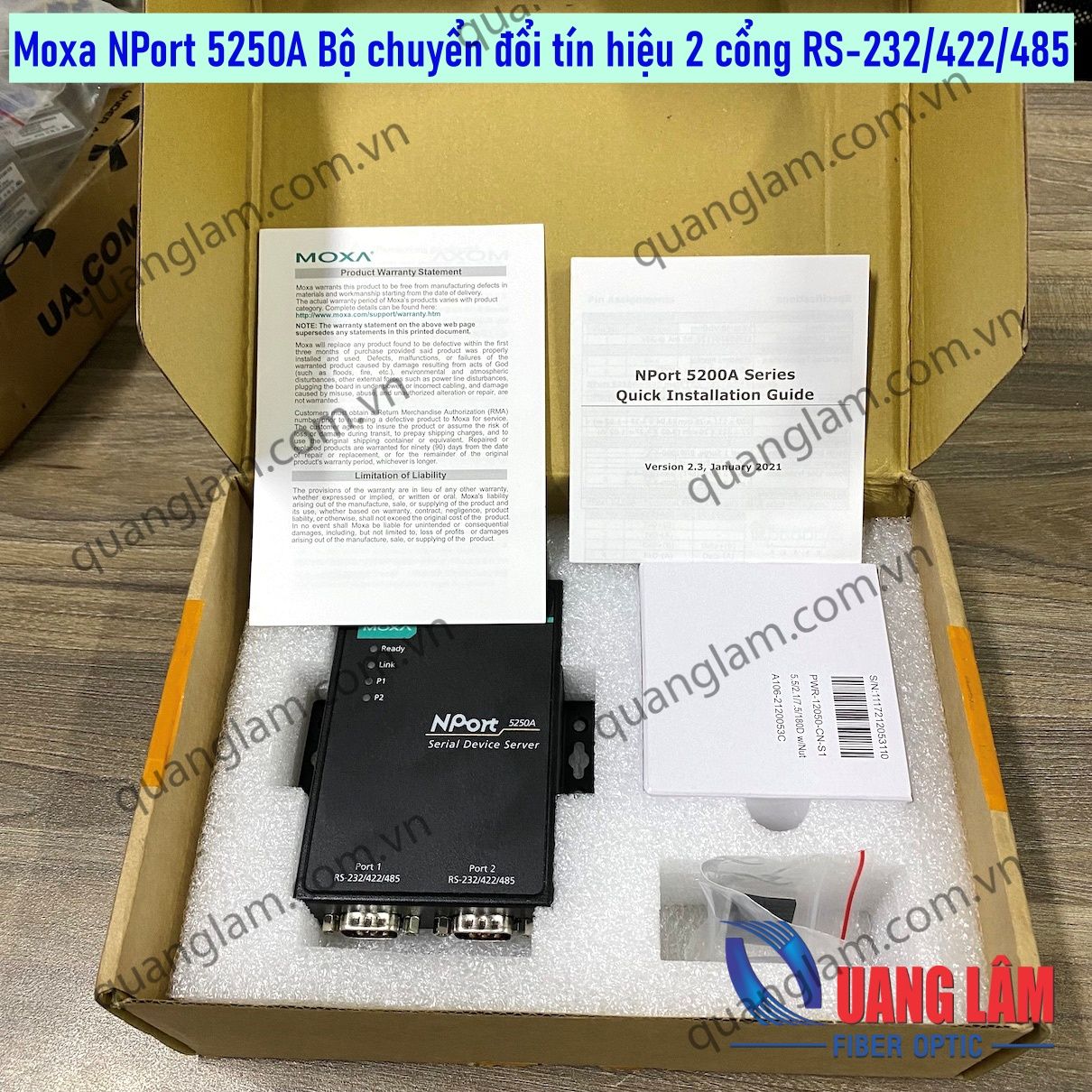 NPort 5250A: Bộ chuyển đổi tín hiệu 02 cổng RS-232/422/485 sang Ethern ...