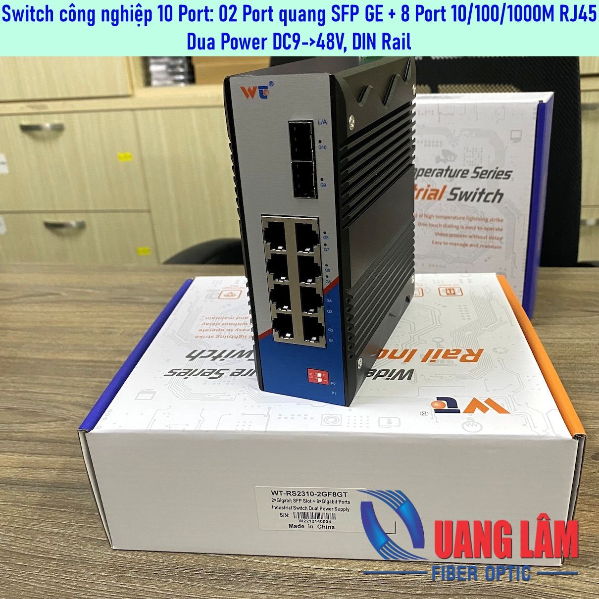Switch công nghiệp 10 port: 02 port quang SFP GE + 8 Port 10/100/1000M ...