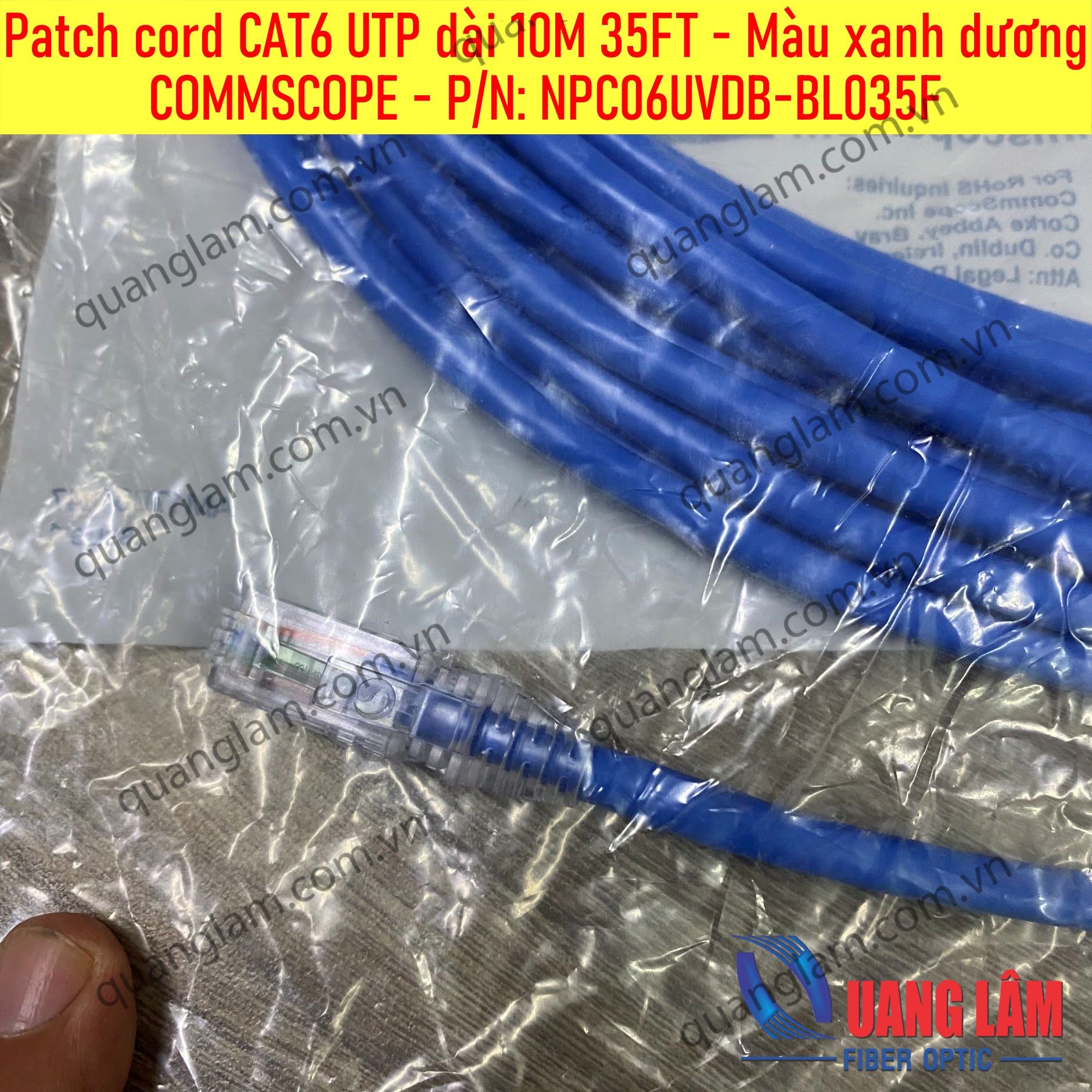 Patch cord CAT6 UTP dài 10M 35FT - Màu xanh dương COMMSCOPE - P/N: NPC ...