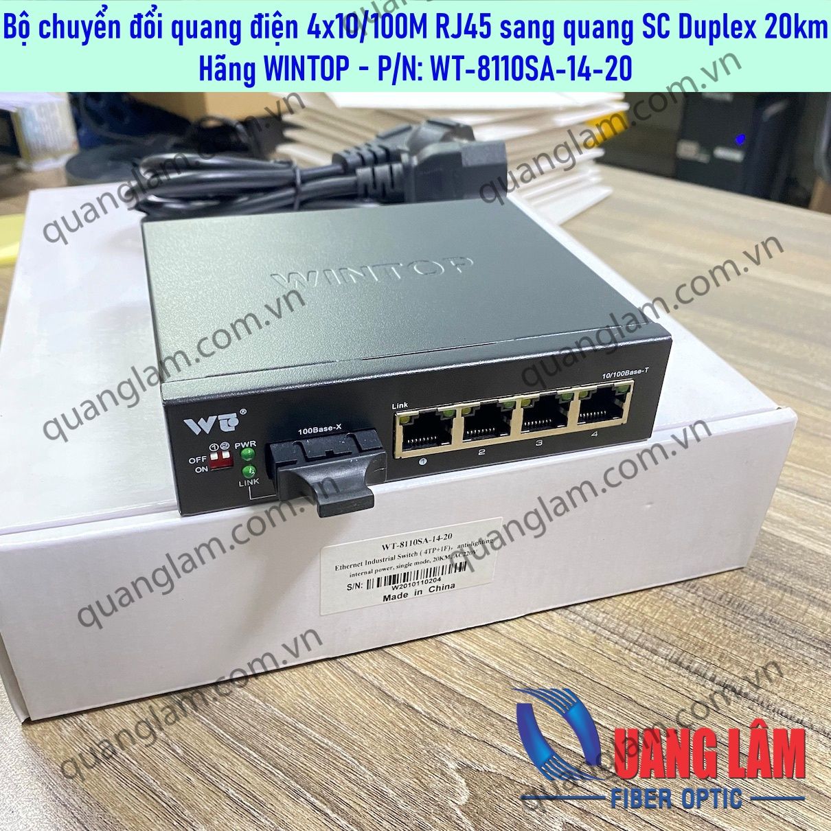 Bộ chuyển đổi quang điện 4 port RJ45 10/100M sang quang SM SC Duplex 2 ...