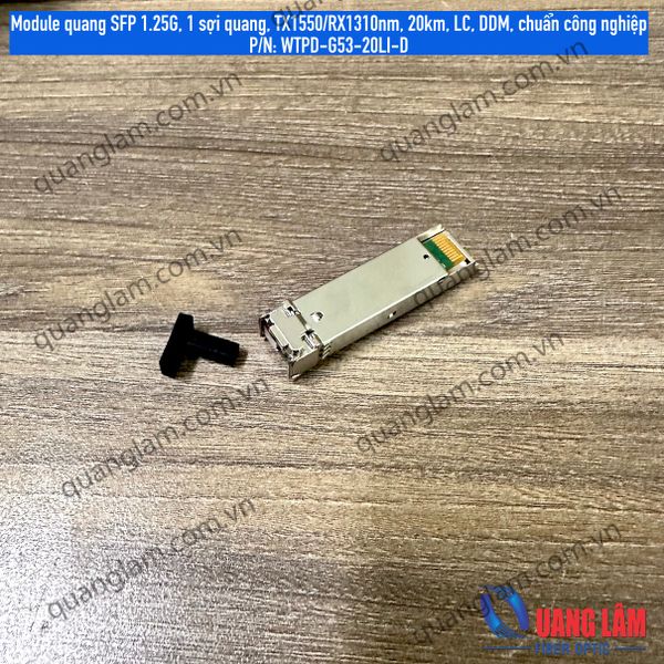 Module quang SFP 1.25G, 1 sợi quang, TX1550/RX1310nm, 20km, LC, DDM, c ...
