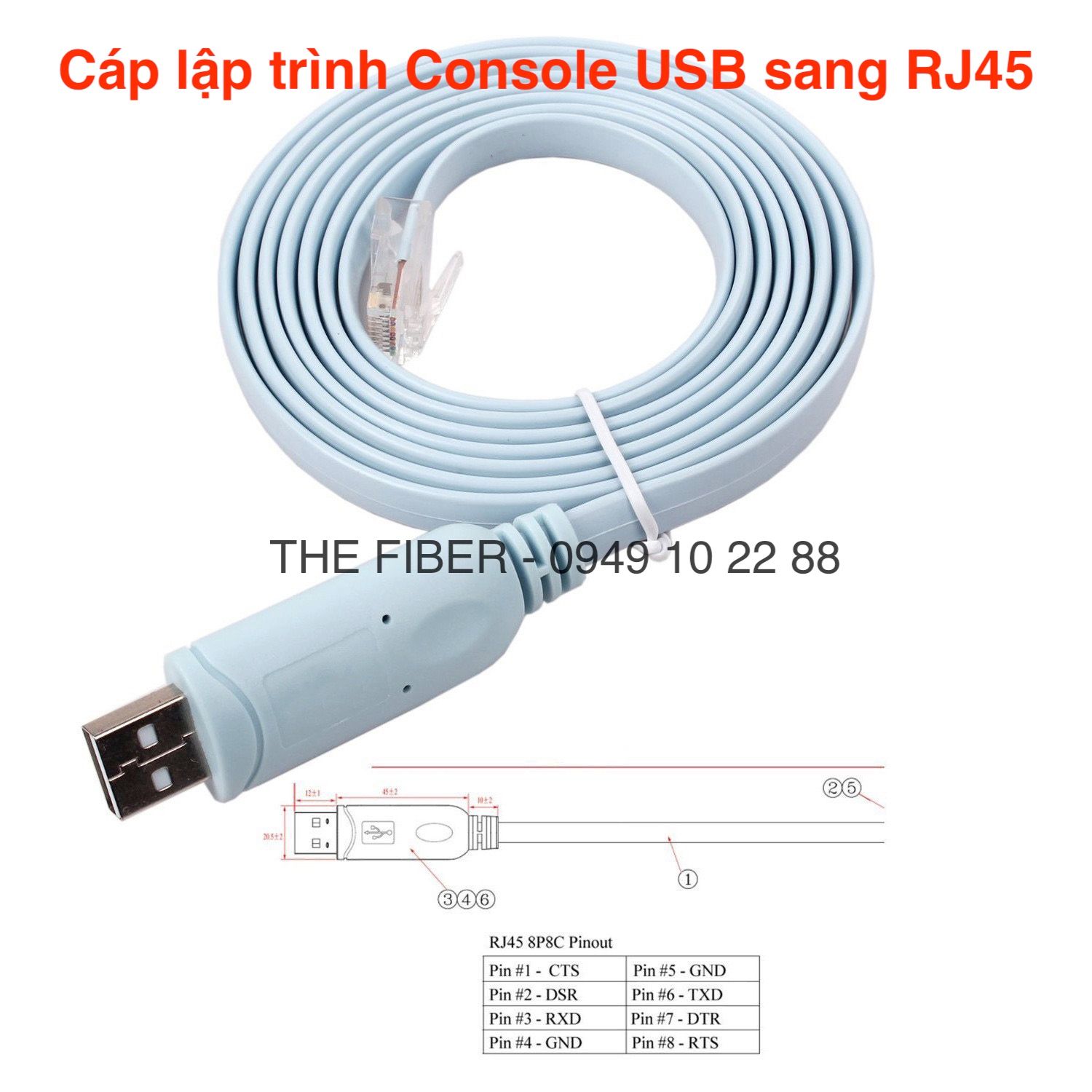 Cáp lập trình Console USB to RJ45 FTDI – Công ty TNHH Công Nghệ Quang Lâm