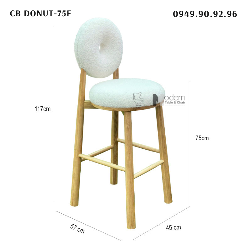Ghế bar Donut khung gỗ vải lông cừu CB DONUT-75F - Banghehiendai.com