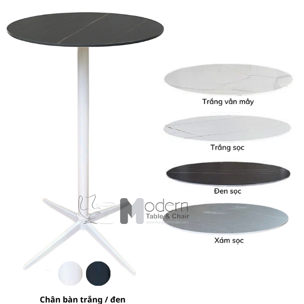 Bàn bar mặt đá tròn chân sắt 4 cạnh nhỏ gọn để ngoài trời TB1535-06E ...