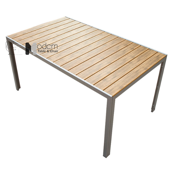 Bàn ăn 1m6 ngoài trời mặt nhựa giả gỗ chịu nắng mưa TE2031-160A - Banghehiendai.com