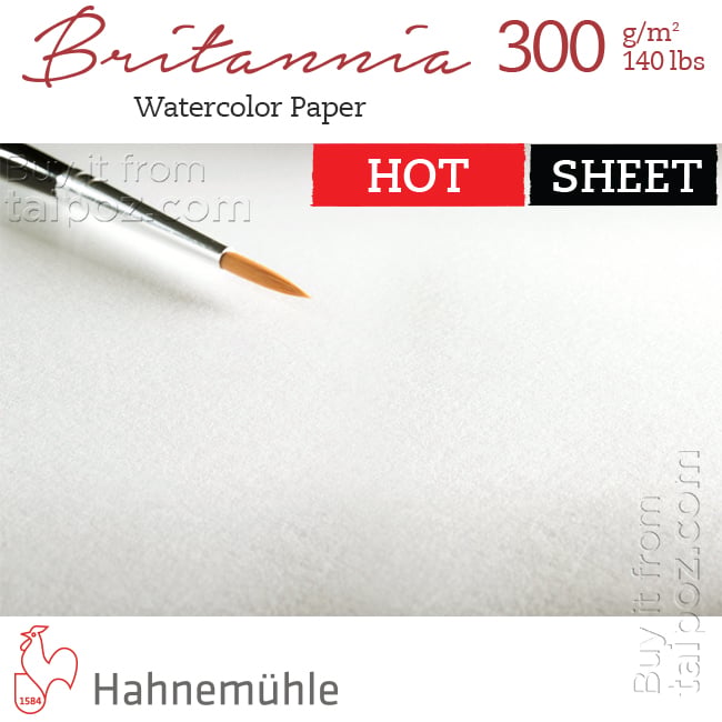 Giấy màu nước Britannia 300gsm hot-pressed, tờ lẻ – Taipoz