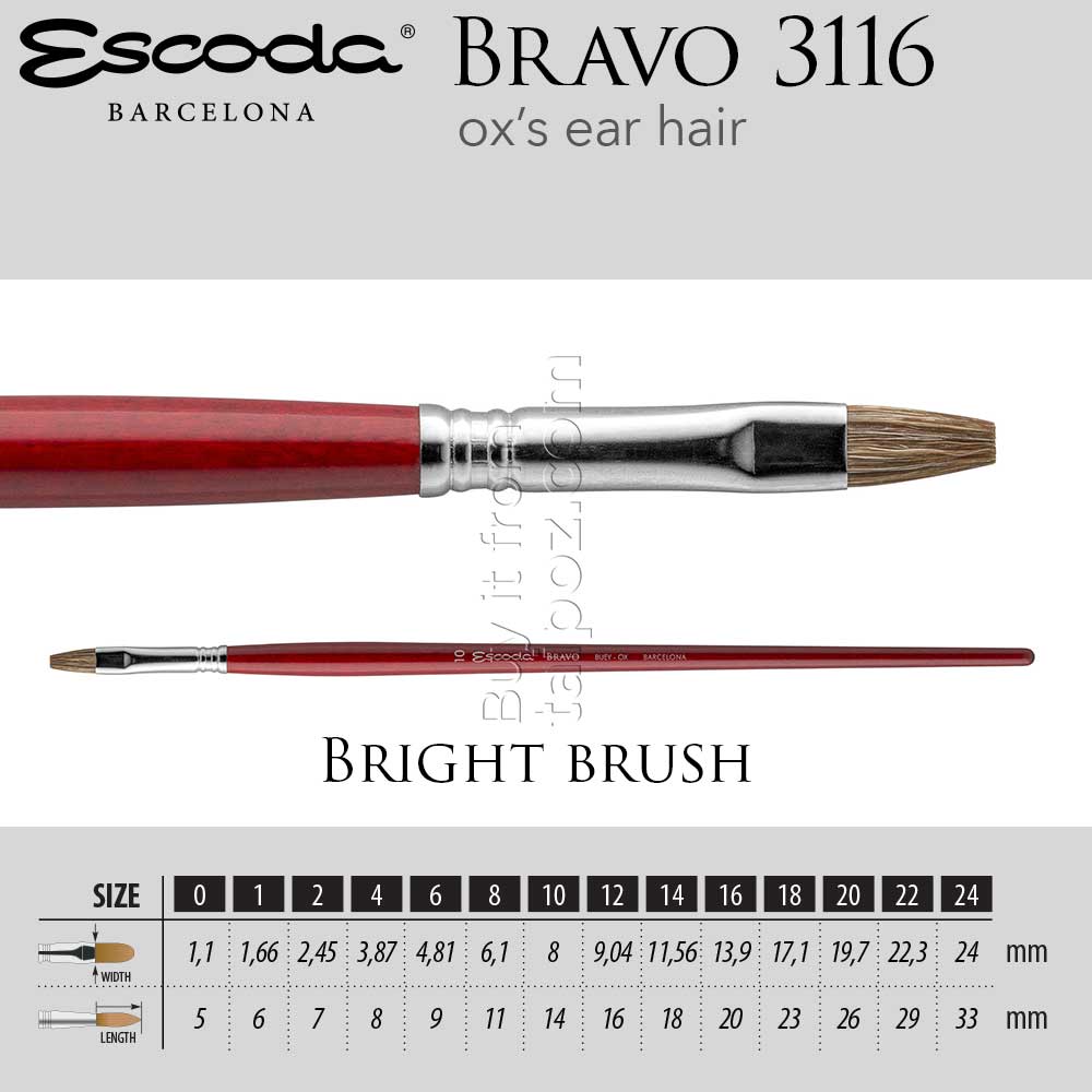 Cọ sơn dầu Escoda Bravo 3116 - cọ dẹt – Taipoz
