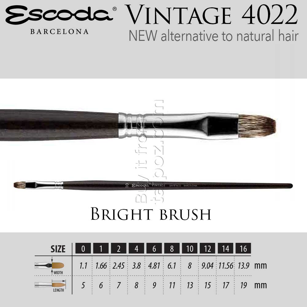 Cọ sơn dầu & acrylic Escoda Vintage 4022 - cọ bẹt – Taipoz