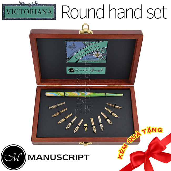 Bộ calligraphy hộp gỗ Manuscript Victoriana, Round Hand – Taipoz