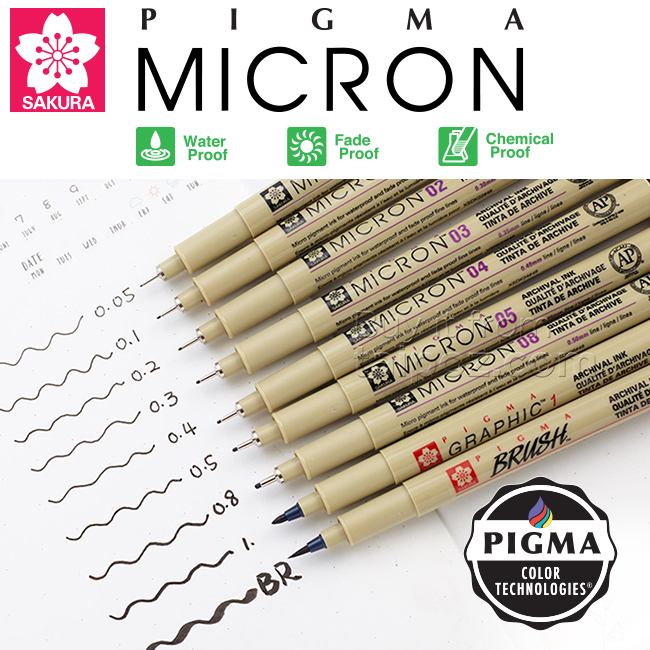 Bút đi nét Sakura Pigma Micron, mực đen – Taipoz