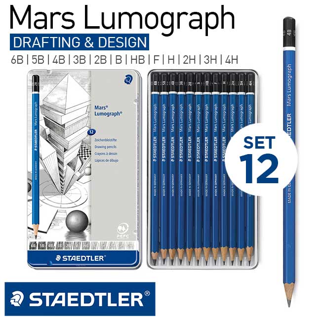 Bộ chì Staedtler Mars Lumograph 12 cây - Drafting & Design – Taipoz
