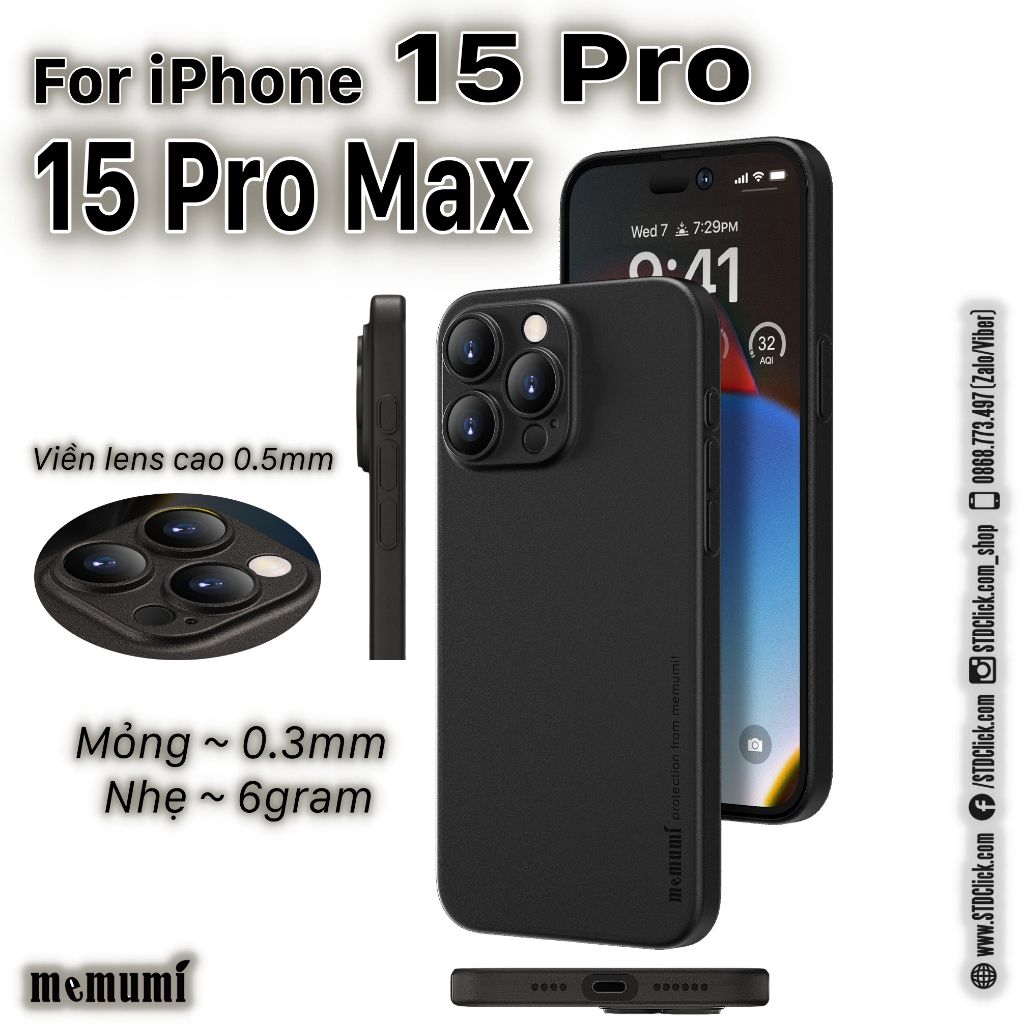 ỐP LƯNG IPHONE 15 PRO MAX - 15 PRO MEMUMI MỎNG LỤA CHÍNH HÃNG – Hệ ...