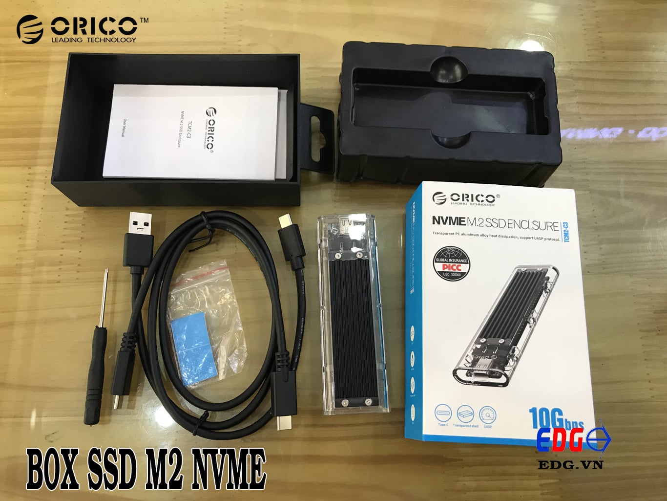 BOX SSD M2 NVME sang USB-C Orico TCM2-C3 – EDG.VN