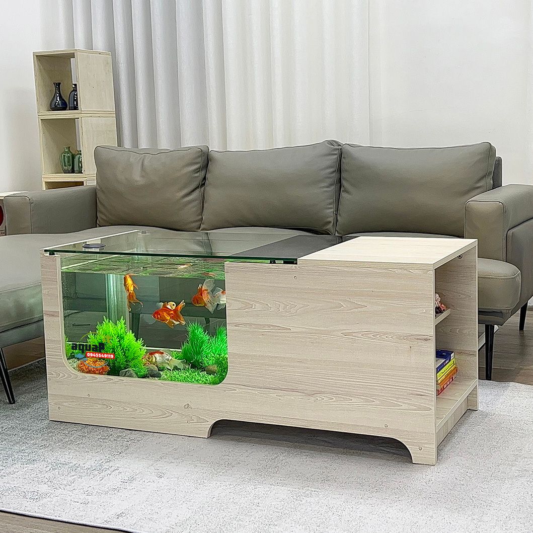 Bàn trà bể cá AQUAP bộ tiêu chuẩn, màu trắng kem: Nhẹ nhàng, tươi sáng ...
