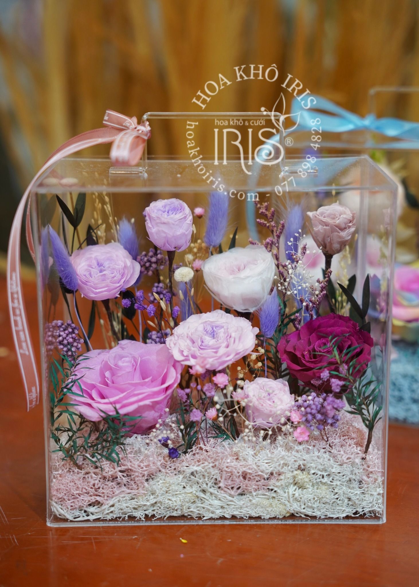 Vali Pha lê Hoa Vĩnh Cữu – Hoa Khô IRIS