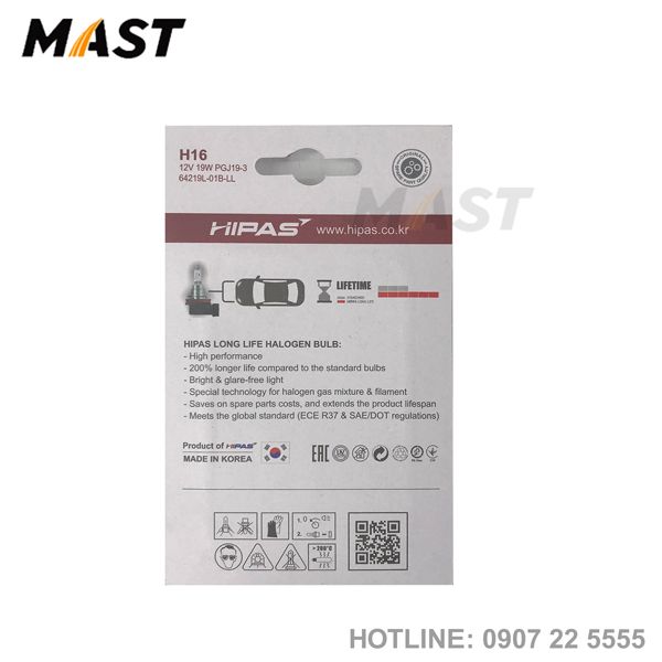 Bóng đèn HIPAS H16 12V 19W (LONG LIFE) – MAST