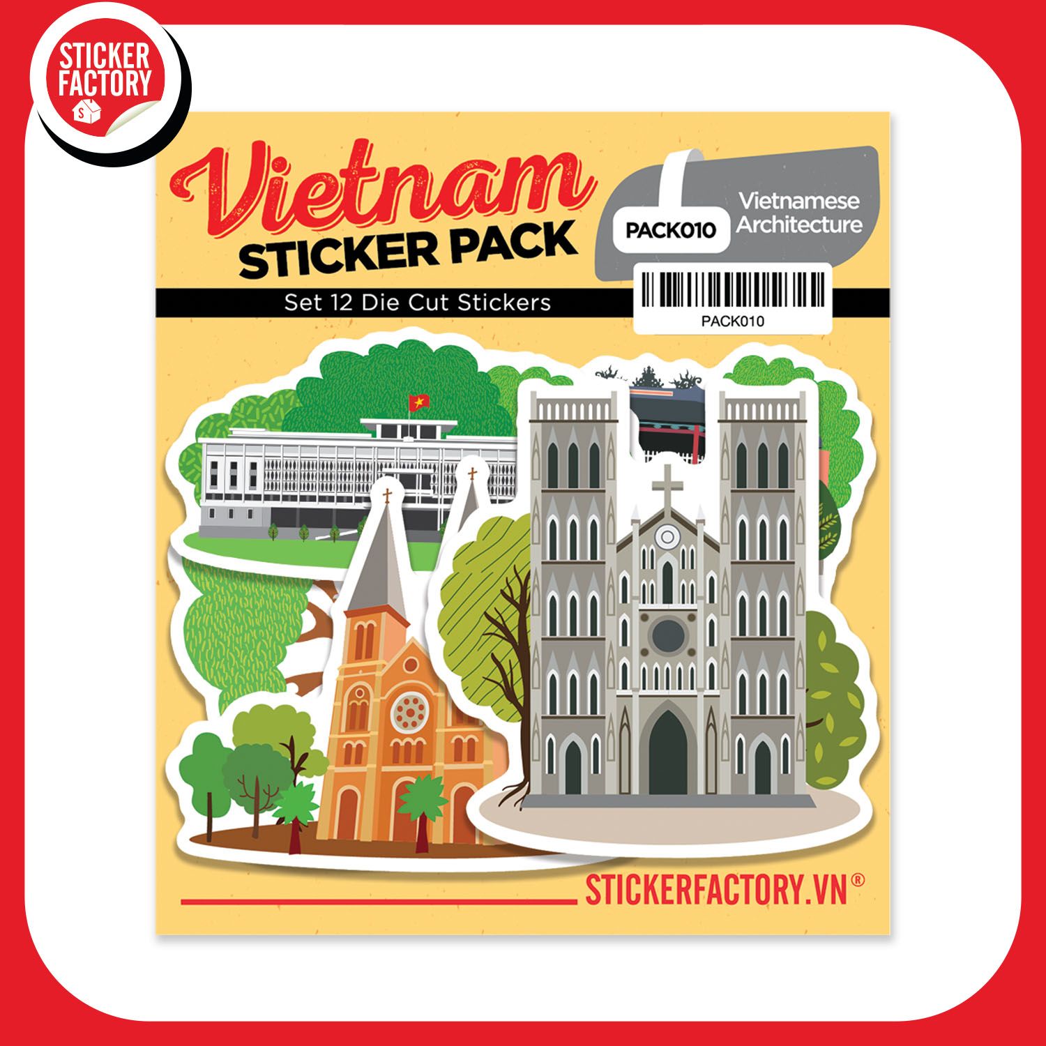 Vietnamese Architecture - Set 12 Die Cut Sticker Pack – Sticker Factory
