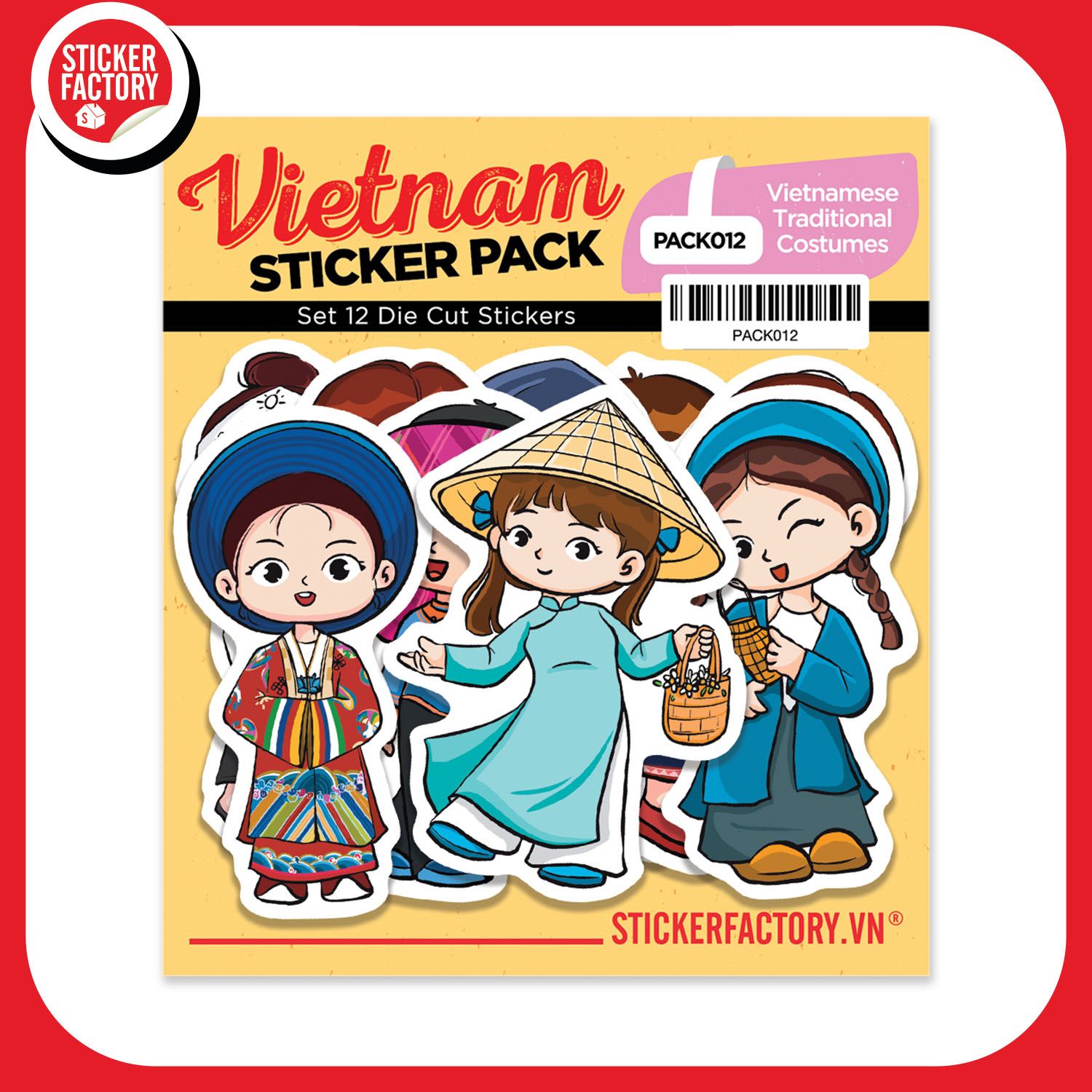 Vietnamese Traditional Costumes - Set 12 Die Cut Sticker Pack – Sticker Factory