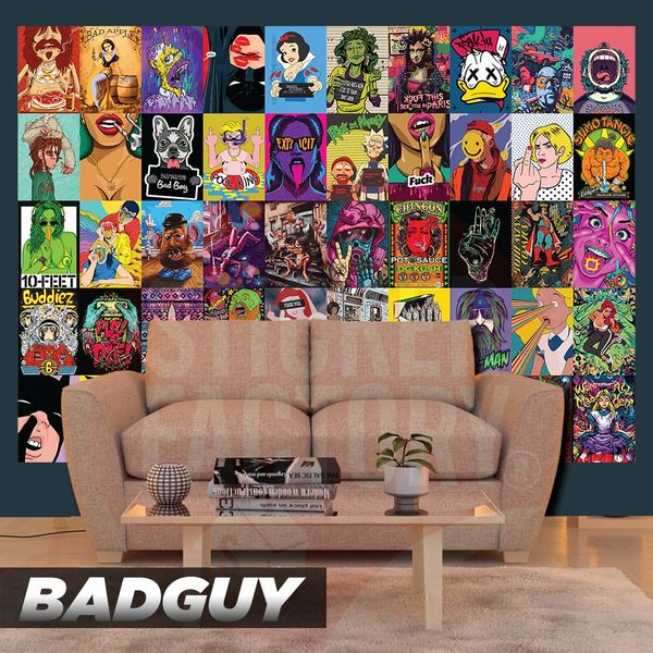 BAD GUY - Set 50 tấm 22x30cm decal dán tường trang trí decor quán nhà ...