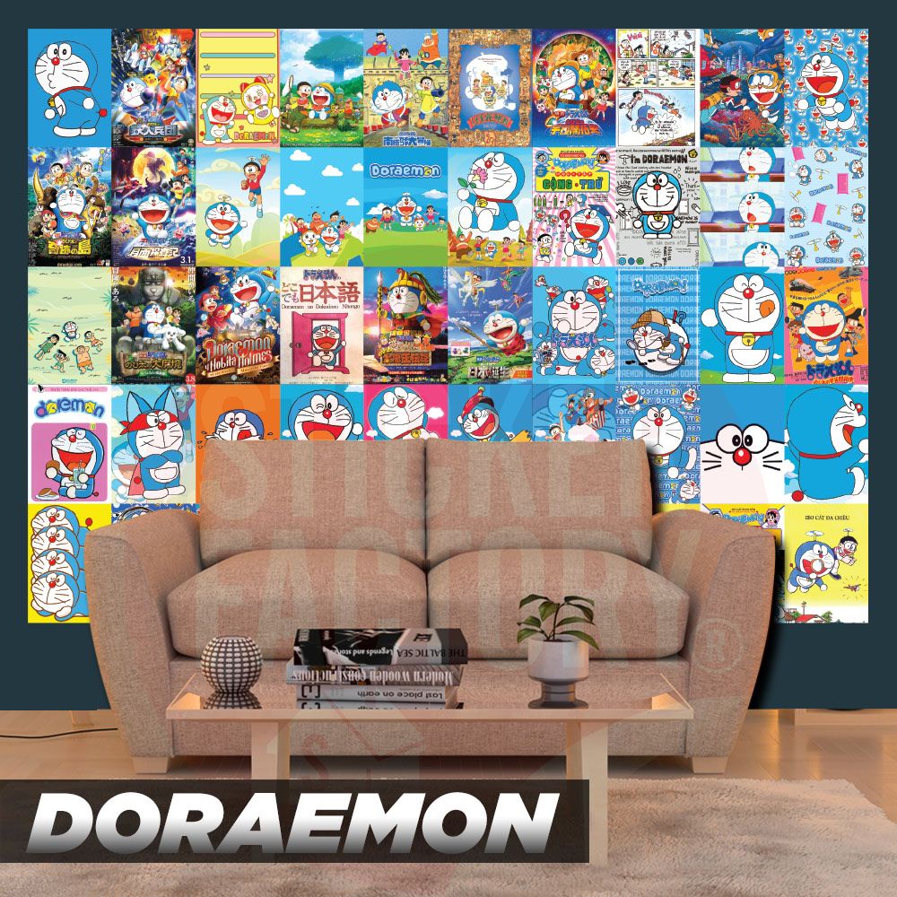DORAEMON - Set 50 tấm 22x30cm decal dán tường trang trí decor quán nhà ...
