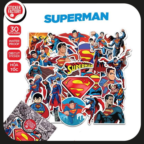 Superman - Set 30 sticker hình dán – Sticker Factory