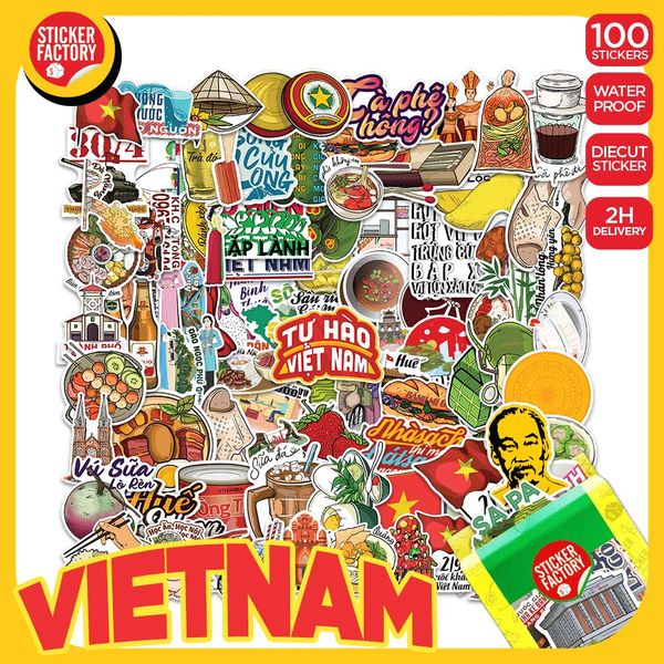 Set 100 Sticker hình dán Việt Nam - Điểm lên những tự hào – Sticker Factory
