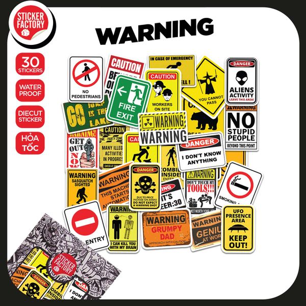 Warning - Set 30 sticker hình dán – Sticker Factory