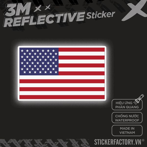 USA FLAG 3M - Reflective Sticker Die-cut – Sticker Factory