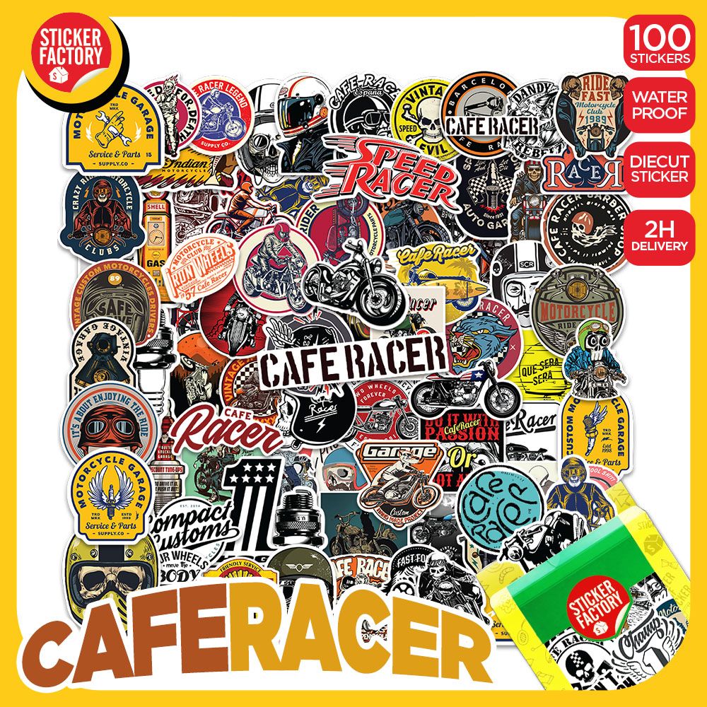 Set 100 Sticker hình dán- Cafe Racer – Sticker Factory