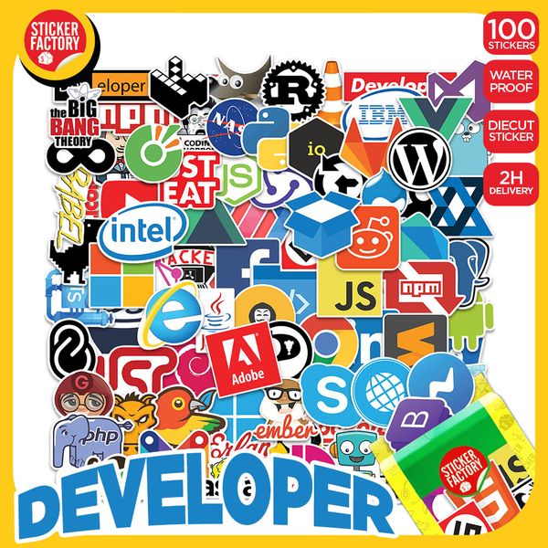 Set 100 sticker hình dán - Developer lập trình viên – Sticker Factory