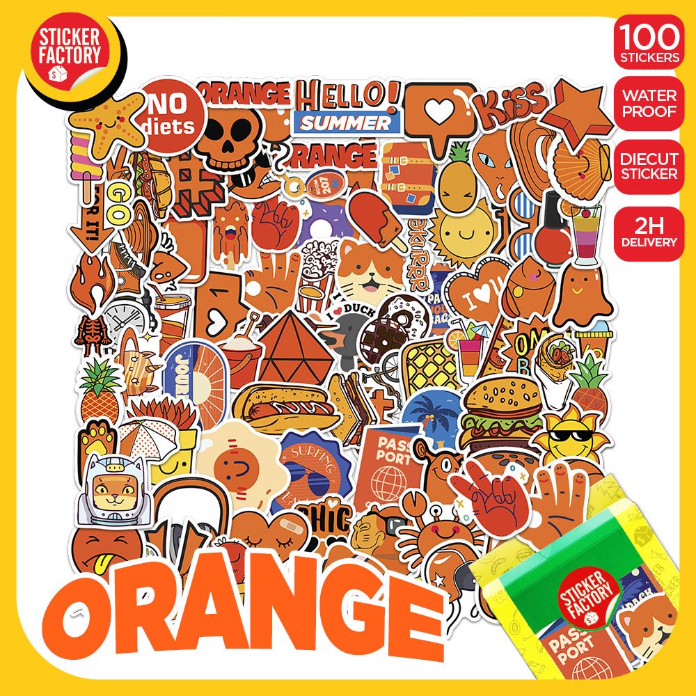 Orange - Set 100 sticker hình dán – Sticker Factory